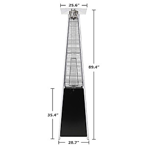 Oakmont Portable 41,000 BTU Pyramid Outdoor Patio Heater Commercial Propane Space Heater with Wheels for Garden Wedding Party, 89.4-Inch (Black)