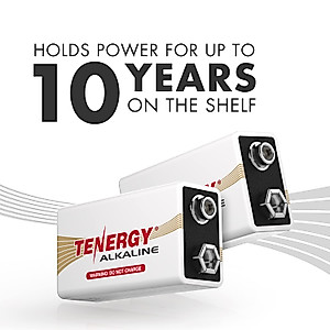 Tenergy 6LR61 9V Alkaline Battery, Non-Rechargeable Battery for Smoke Alarms, Guitar Pickups, Microphones and More, 12 Pack