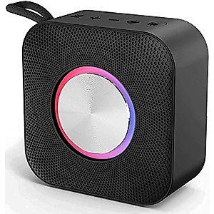 EDUPLINK Waterproof Bluetooth Speaker - Portable, Small Size with Loud Volume for Shower, Beach, and Pool - Up to 12 Hours of Playtime - TWS Pairing and Sync LED RGB Lights - Square Shape (Black)