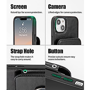 GOOSPERY Rich-Fit iPhone 14 Plus Crossbody Wallet Case for iPhone 14 Plus Case [Strap Included] with Card Holder Lanyard Magnetic Clasp [Kickstand Ring] Heavy Duty Protection, Black