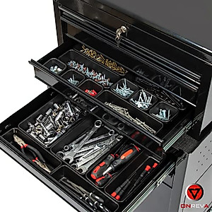 ONREVA 32pcs Tool Box Organizer Tray Dividers Set, Toolbox Organizer and Storage Trays Kit, Workbench Cabinet Bins, Tool Chest Drawer Organization Garage Accessories Small Parts Hardware Tool Tray