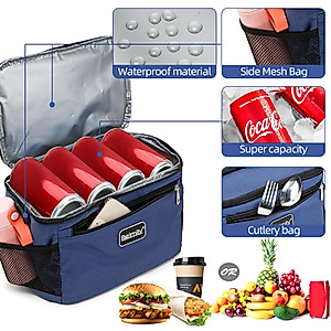 BEIMILY Insulated Lunch Bag 2 Pack Box for Women/Men,Small Soft Sided Cooler Hand bags,Leakproof Reusable Lunchbox,lunch box work with Adjustable Shoulder Strap (blue+Sky blue),2305AC