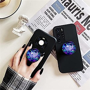 WUYULB Clear Glitter Purple Lotus Flower Design Expandible Collapsible Mobile Phone Grip Cell Phone Stand Holder for Smartphones Cellphone Accessory