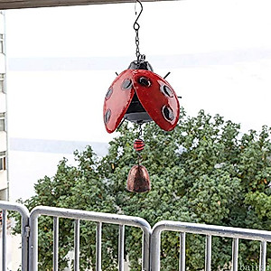 GORGECRAFT Metal Ladybug Wind Chime Lucky Wind Bell Rustic Home Ornaments for Garden Yard Patio Indoor Outdoor Hanging Decoration