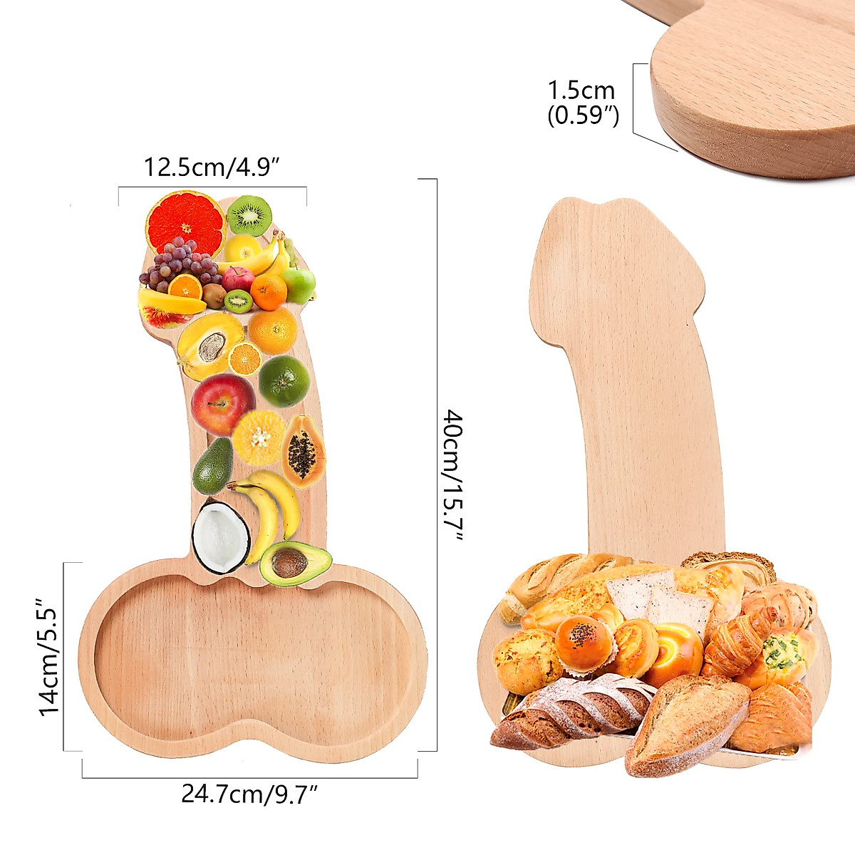 Funny Aperitif Board, Large Solid Wood Cheese Board and charcuterie Platter, Unique Serving Tray for Crackers Steak Fruit Meat and Wine, Ideal Bachelor Party and Wedding Gift (15.7 inch)