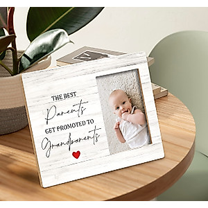 SRADMO Grandparents Picture Frames,Grandkids Photo Frame,The Best Parents Get Promoted To Grandparents Picture Frame,Baby Grandpa Grandma Photo Frame 8x10,Grandparents Baby Announcement Gifts（White-2）
