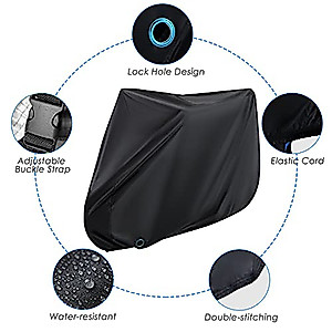 Asika Bike Cover, Outdoor Waterproof Bicycle Cover with Lock Hole, Rain Sun UV Dust Wind Snow Proof Bike Storage for Mountain Bike