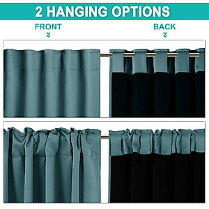 NICETOWN 100% Blackout Blinds, Laundry Room Decor Window Treatment Curtains, Thermal Insulated Energy Smart Drapes and Draperies for Villa, Hall and Studio, Sea Teal, Set of 2, 52 inches x 95 inches