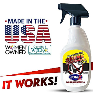 ZORBX Unscented Skunk Odor Remover Spray – Fast Acting Skunk Smell Removal | Extra Strength Skunk Odor Eliminator for Dogs, House, Home, Car, Clothes & Furniture (24 FL Oz.)