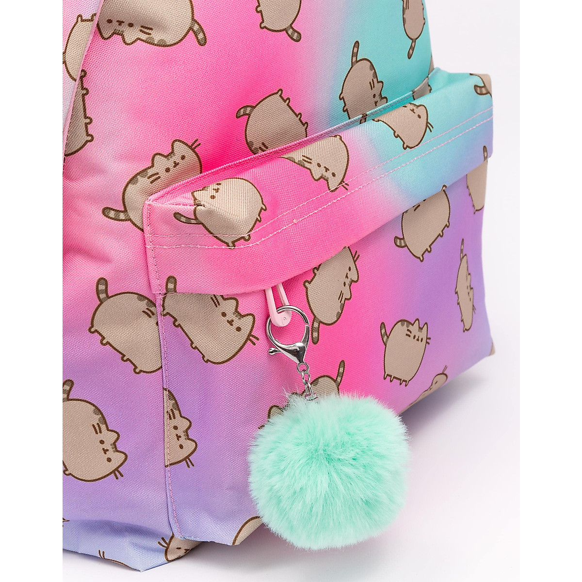 Pusheen Backpack Cat Pom Pom Keyring Pink Rucksack 16”