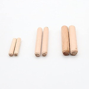 GSHLLO 60 PCS Assorted Size Wooden Dowels Pins Wood Grooved Plugs for Furniture Woodwork