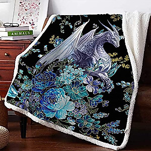 Satigi Dragon Blanket, Dragon Fuzzy Blanket, Personalized Baby Blankets Gifts Blanket Ultra-Soft Fleece Throw Blankets from Daughter Son, Dragon Themed Gifts Small/Medium/Large/X-Large