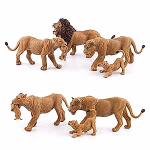 Warmtree Simulated Wild Animals Model Realistic Plastic Animal Action Figure for Collection (Lions Family)