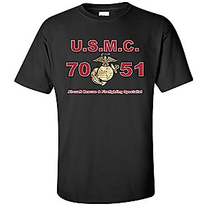 United States Marine Corps MOS 7051 Aircraft Rescue & Firefighting Specialist T-Shirt Black