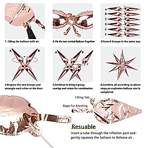 75 Pieces 26" Rose Gold Balloons Star Foil Balloons Mylar Balloons for Baby Shower, 12 Point Large Starburst Balloons for Gender Reveal, Wedding, Magical Prom or Engagement Party Decors Kids Surprise
