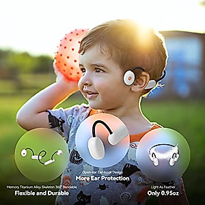 WGP Kids Headphones, Bluetooth 5.3 Wireless Air Conduction Open Ear Headphones with Microphone, IPX4 Waterproof, 12H Playtime Headset for iPad Tablet Home School (Black)