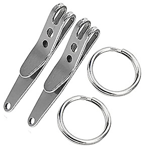 Keenso 2pcs Stainless Steel Suspension Clip, Suspension Pocket Clip for Hanging Knives EDC Pocket Clip for Outdoor Use