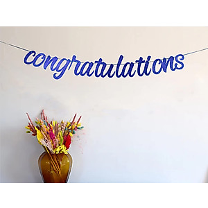 Congratulations Banner Blue Glitter Congratulations Graduation Banner Congratulations Banner Graduation 2024 Congratulations Graduation Party Decorations for College Graduation Party Decorations