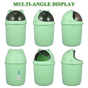 Luxshiny Trash Can with Lid Cute Trash Bin Animal Waste Basket Frog Garbage Can Desk Small Garbage Can Kawaii Trash Can Garbage Container Pen Holder Plastic Mini Child Organizer