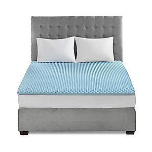 Sleep Philosophy Gel Infused Memory Foam Mattress Topper Luxurious, All Season Enhanced Bed Support, Full, 1.5" Thick, without Cover Blue