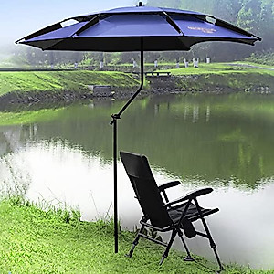 WYFFF 2.2m/7ft Patio Cantilever Umbrella, Hanging Blue Garden Umbrella, Octagonal Fishing Umbrella, for Garden, Deck, Backyard, Pool and Beach