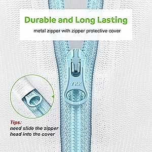 OTraki 2 Pack Mesh Laundry Bags with Handle 16 x 20 inch Side Widening Delicate Bag for Washing Machine Large Opening Zippered Wash Bag for Coat Sweater Lingerie Sock Travel Dorm Organizer
