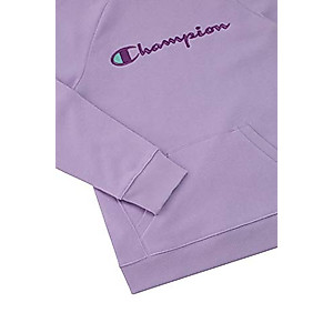 Champion Girl's Embroidered Raglan Hoodie (Big Kids) Lilac Wash MD (10-12 Big Kid)