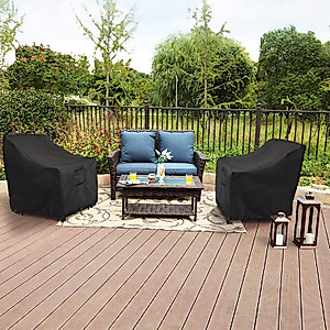 Taufey Patio Chair Covers, 37''Lx40''Dx30''H 600D Heavy Duty Rip-Stop and Waterproof Outdoor Chair Covers (2 Pack - Large, Black)