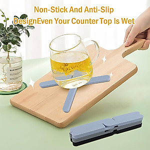 Foldable Silicone Trivet, 3 Pack Trivet Pad for Hot Pots and Pans, Heat-Resistant Pad Silicone Pot Holder for Hot Dishes (Blue)