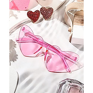 Chicpop 8 Pack Heart Sunglasses for Women Rimless Heart Shape Sunglasses Heart Glasses Party Favors for Adult
