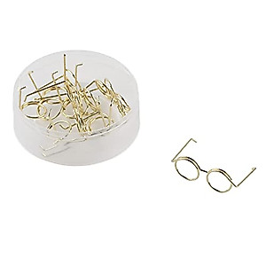 Paper Clip, 10Pcs Metal Rose Golden Small Eyeglass Shape Bookmark for Fixing Card Book File for Office Home School Supplies