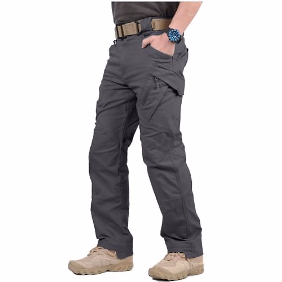 NAVEKULL Men's Work Cargo Pants Lightweight Tactical Pants for Men Stretch Cotton Military Army Combat Slim Fit Hiking Outdoor Trousers with Multi Zipper Pockets