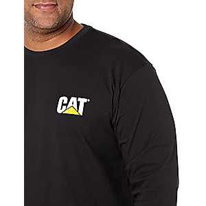 Caterpillar Men's Trademark Banner Long Sleeve Tee Shirts with Center Back Neck Wire Management Loop and CAT Logo, Black, X Large