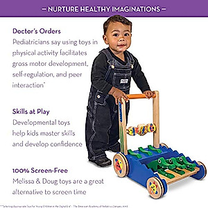 Melissa & Doug Deluxe Chomp and Clack Alligator Push Toy and Activity Walker - Wooden Baby Push Walker For Ages 1+