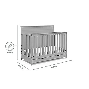 STORKCRAFT Homestead 5-in-1 Convertible Crib with Drawer (Pebble Gray) – GREENGUARD Gold Certified, Crib with Drawer Combo, Includes Nursery Storage Drawer, Converts to Toddler Bed and Full-Size Bed