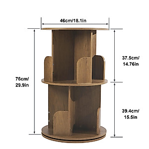 uyoyous 2 Tier Rotating Bookshelf 360 Display Floor Standing Bookcase Storage Rack Small Corner Bookshelf for Small Space,Bedroom, Living Room