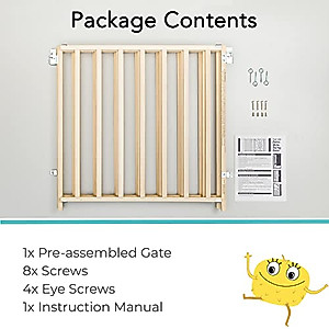 Toddleroo by North States 103" Wide Extra Wide Swing Baby Gate, Made in USA: Oversized Spaces. No Threshold. One Hand Operation. Hardware Mount. Fits 60"- 103" Wide (27" Tall, Sustainable Hardwood)