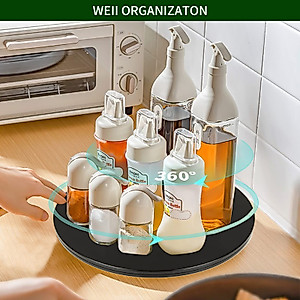 AKOLAFE 4 Pack 9 Inch Acrylic Lazy Susan Organizer Large Lazy Susan for Table 360-Degree Revolving Display Base Black Lazy Susan Turntable for Cabinet Kitchen Pantry Vanity Countertop