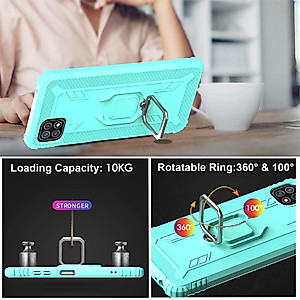 Milomdoi Case for Samsung Galaxy A22 5G with 2 Pack Screen Protector, [Not fit 4G] [Military Grade Protective ] Heavy Duty 360° Finger Ring Kickstand Cover for Samsung A22 5G Phone Case-Light Green