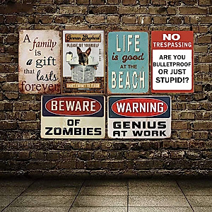 EMOHAT Tin Wall Sign Metal Poster German Shepherd Please Sit Yourself Signs Home Bedroom Office Classroom Restaurant Tin Sign Wall Decoration 8x12 Inches