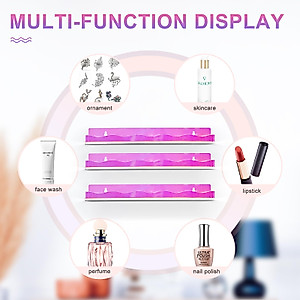 FFowcye 6 Packs Iridescent Nail Polish Wall Mounted Organizer, 15" Rainbow Floating Shelves, Acrylic Nail Polish Wall Rack for Paint, Tattoo Ink, Essential Oils, Makeup Storage Display Stand