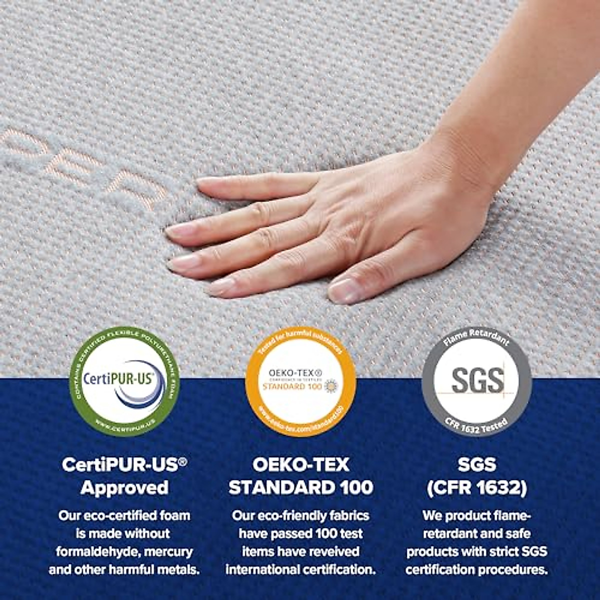 Olee Sleep Tri-Folding Antibacterial Memory Foam Mattress Topper, 4 Inch Copper Bamboo Gel Folding Mattress, Washable Cover, CertiPUR-US Certified, Soft, Grey, Single Size