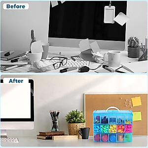 Tavolozza 3-Tier Blue Craft Storage Container, Stackable Organizer Box with 30 Compartments and a Chic Handle,Perfect for Toy,Crafting,Art Supplies,DIY Lovers