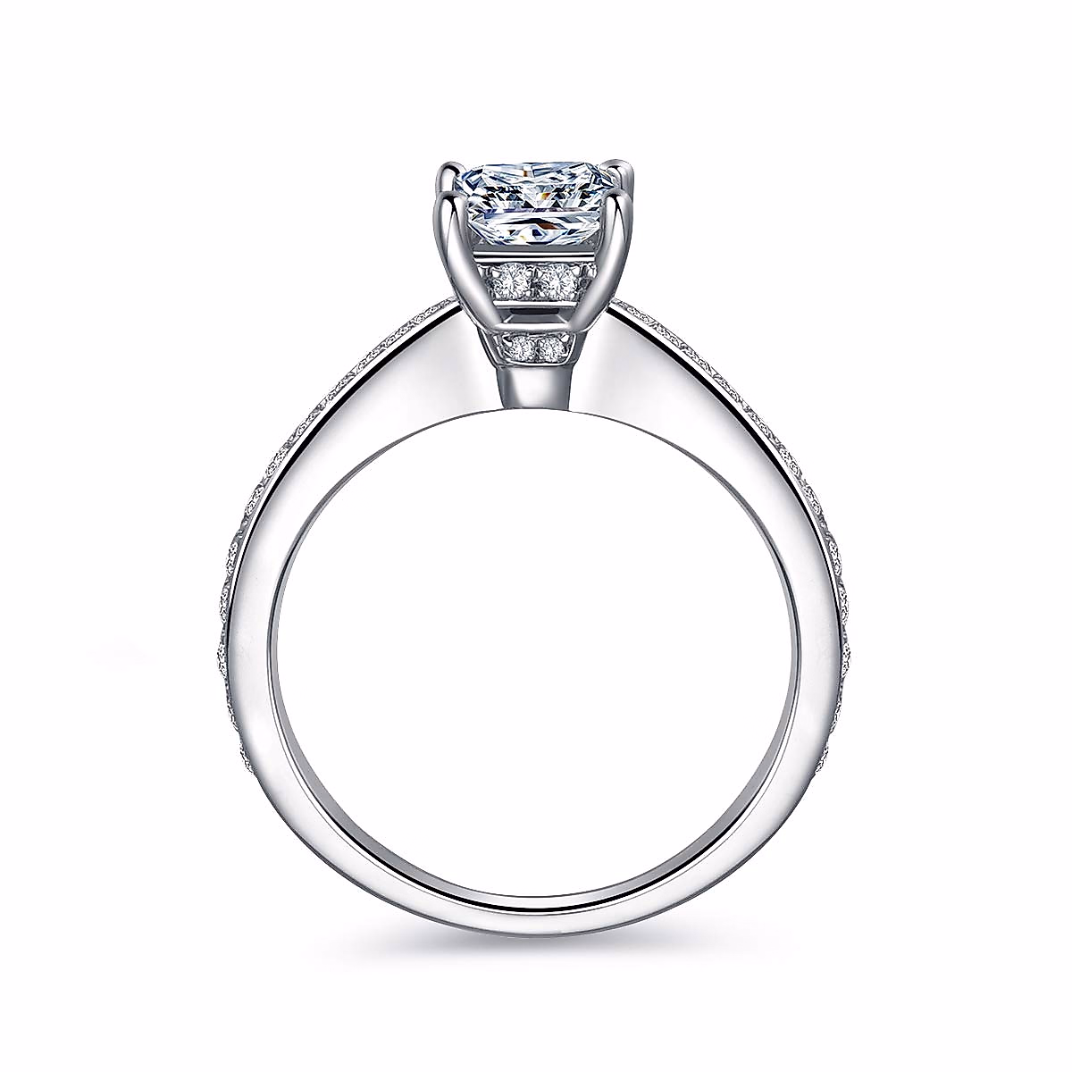 HAFEEZ CENTER True D Color 1 Carat Princess Cut Moissanite Engagement Rings for Women, D Color VVS1 Clarity Moissanite Ring (Moissanite, 7.5)