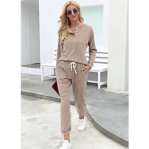 Cute Two Piece Outfits for Women, Pajama Pants for Women Beige S