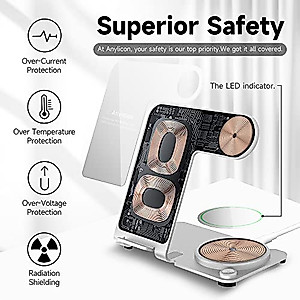 Wireless Charger, Aluminum Alloy 3 in 1 Wireless Charging Station for Apple iPhone/iWatch/Airpods,iPhone 14,13,12,11 (Pro, ProMax)/XS/XR/XS/X/8(Plus),iWatch8/7/6/SE/5/4/3/2,AirPods 3/2/pro