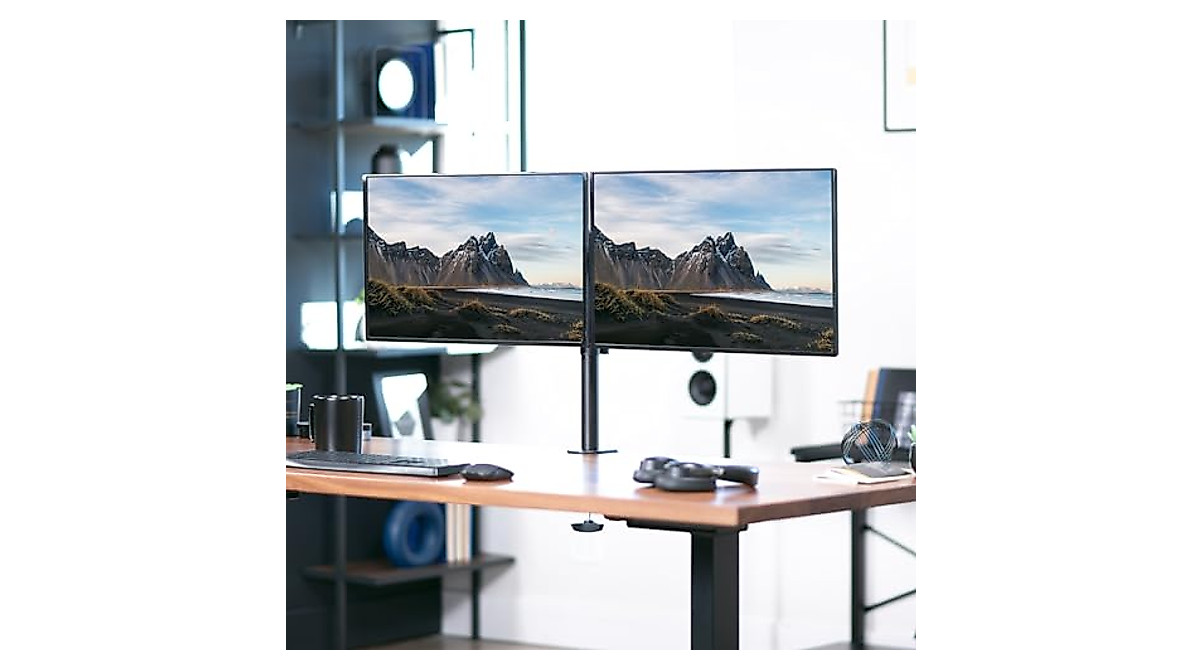 VIVO Dual Monitor Desk Mount, Heavy Duty Fully Adjustable Steel Stand, Holds 2 Computer Screens ...