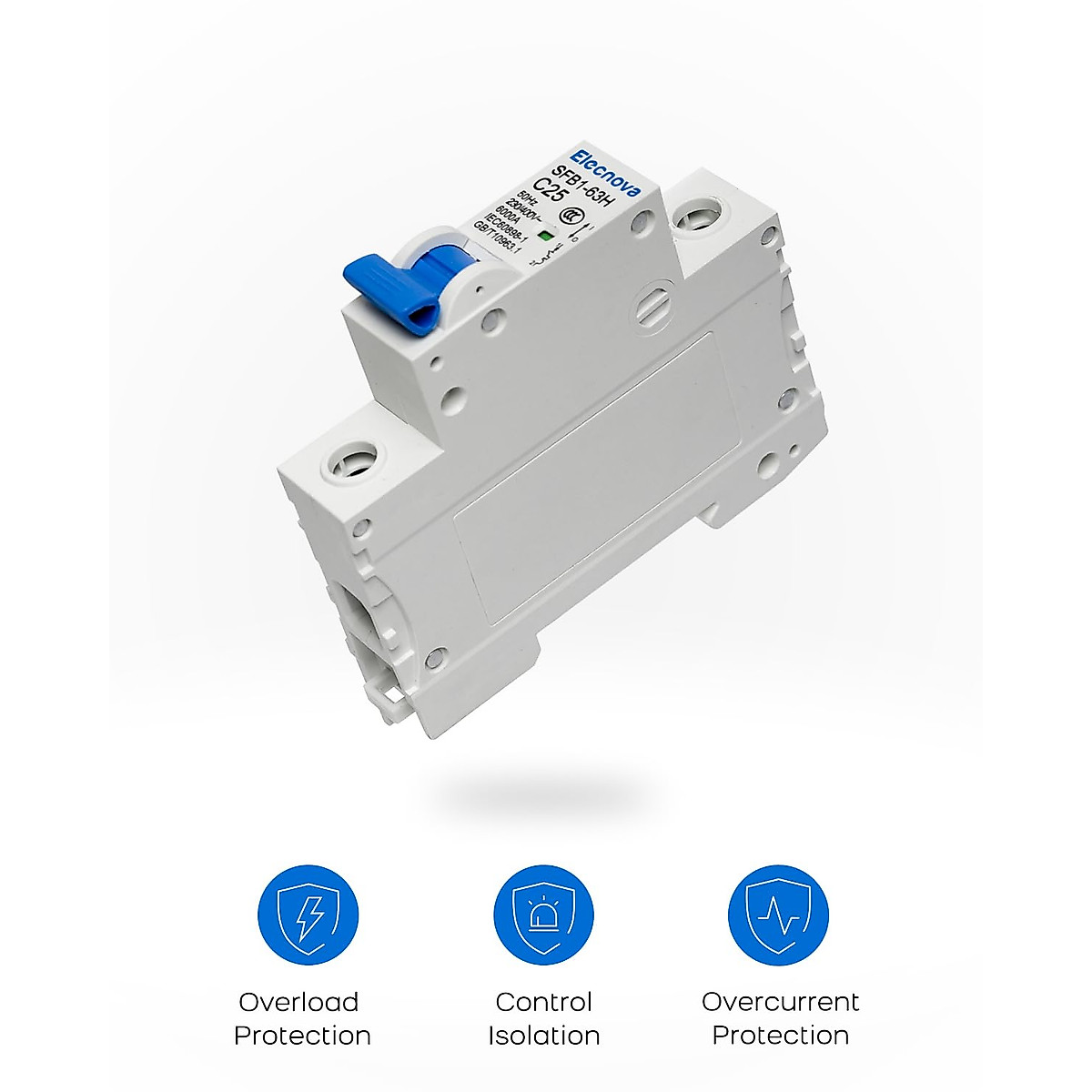 Elecnova 6-63A AC Miniature Circuit Breaker, 1 Pole 32 Amp 230V, DIN Rail Mounted Circuit Breakers, Overload, Short-Circuit Tripping, MCB, 110V / 120V Available
