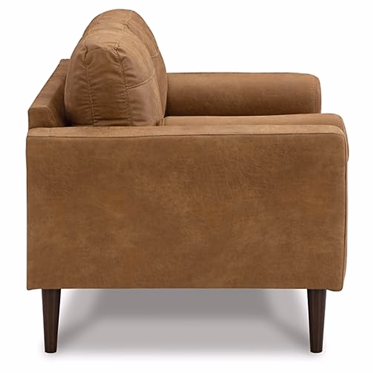 Signature Design by Ashley Telora Modern Faux Leather Loveseat with 2 Bolster Pillows, Dark Brown