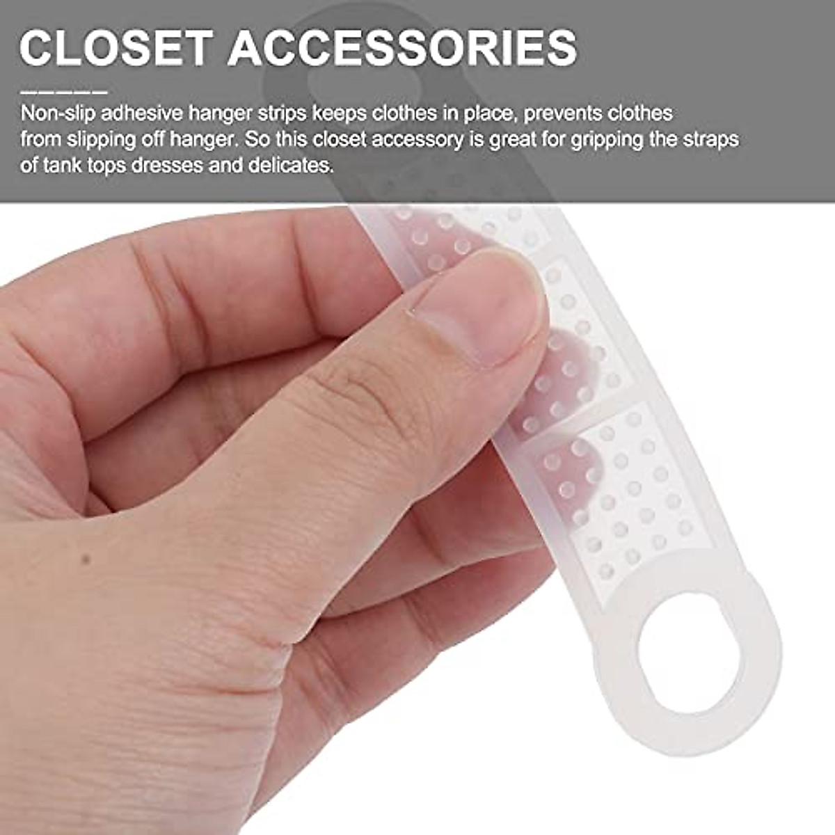 Yardwe 50Pcs Clear Non- Slip Rubber Clothes Hanger Grips Silicone Antiskid Closet Accessories Clothing Hanger Strips Windproof Clothes Hanging Accessories